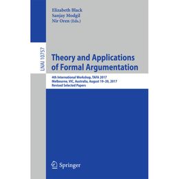 Springer International Publishing Theory and Applications of Formal Argumentation, Kartoniert (TB)