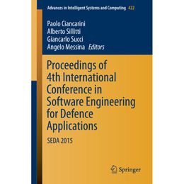 Springer International Publishing Proceedings of 4th International Conference in Software Engineering for Defence Applications, Kartoniert (TB)