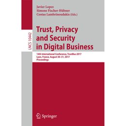 Springer International Publishing Trust, Privacy and Security in Digital Business, Kartoniert (TB)