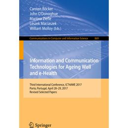 Springer International Publishing Information and Communication Technologies for Ageing Well and e-Health, Kartoniert (TB)