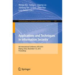 Springer Applications and Techniques in Information Security, Kartoniert (TB)
