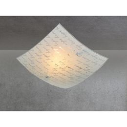 Trio Leuchten - led Deckenleuchte mit Glasschirm Weiß und Schriftdekor 30 x 30cm