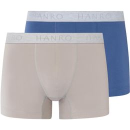 Hanro Cotton Essentials Pants kurz, 2er-Pack, Logo-Bund, für Herren, blau, L