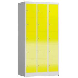 Classix Schließfachschrank lichtgrau, zinkgelb X-520536, 15 Schließfächer 87,0 x 50,0 x 180,0 cm