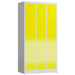 Classix Schließfachschrank lichtgrau, zinkgelb X-520336, 9 Schließfächer 87,0 x 50,0 x 180,0 cm