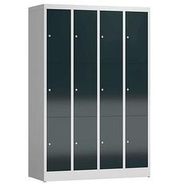 Classix Schließfachschrank anthrazit, lichtgrau X-520348, 12 Schließfächer 118,5 x 50,0 x 180,0 cm