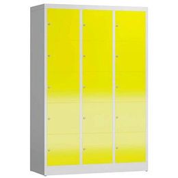 Classix Schließfachschrank lichtgrau, zinkgelb X-523536, 15 Schließfächer 118,5 x 50,0 x 180,0 cm