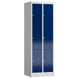 Classix Schließfachschrank enzianblau, lichtgrau X-520321, 6 Schließfächer 59,0 x 50,0 x 180,0 cm