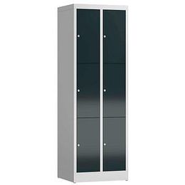 Classix Schließfachschrank anthrazit, lichtgrau X-520328, 6 Schließfächer 59,0 x 50,0 x 180,0 cm