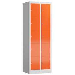 Classix Schließfachschrank feuerrot, lichtgrau X-520524, 10 Schließfächer 59,0 x 50,0 x 180,0 cm