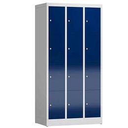 Classix Schließfachschrank enzianblau, lichtgrau X-520431, 12 Schließfächer 87,0 x 50,0 x 180,0 cm