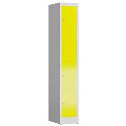 Classix Schließfachschrank lichtgrau, zinkgelb X-520416, 4 Schließfächer 31,0 x 50,0 x 180,0 cm