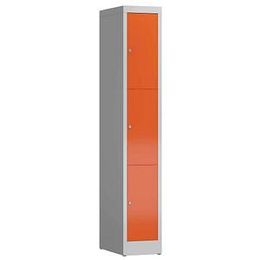 Classix Schließfachschrank feuerrot, lichtgrau X-520314, 3 Schließfächer 31,0 x 50,0 x 180,0 cm