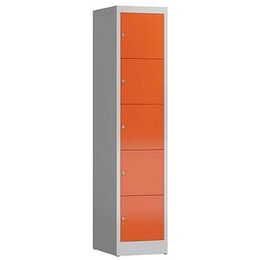 Classix Schließfachschrank feuerrot, lichtgrau X-523514, 5 Schließfächer 41,5 x 50,0 x 180,0 cm