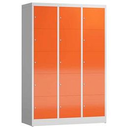 Classix Schließfachschrank feuerrot, lichtgrau X-523534, 15 Schließfächer 118,5 x 50,0 x 180,0 cm