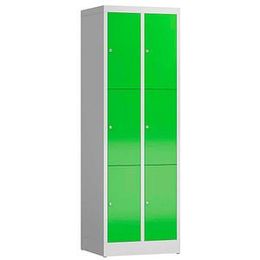 Classix Schließfachschrank gelbgrün, lichtgrau X-520325, 6 Schließfächer 59,0 x 50,0 x 180,0 cm