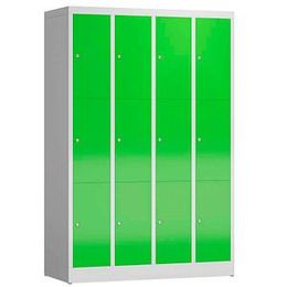 Classix Schließfachschrank gelbgrün, lichtgrau X-520345, 12 Schließfächer 118,5 x 50,0 x 180,0 cm