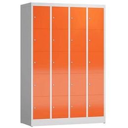 Classix Schließfachschrank feuerrot, lichtgrau X-520544, 20 Schließfächer 118,5 x 50,0 x 180,0 cm