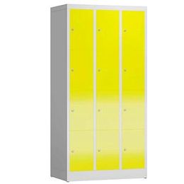 Classix Schließfachschrank lichtgrau, zinkgelb X-520436, 12 Schließfächer 87,0 x 50,0 x 180,0 cm