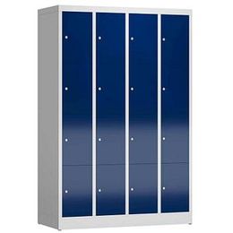 Classix Schließfachschrank enzianblau, lichtgrau X-520441, 16 Schließfächer 118,5 x 50,0 x 180,0 cm