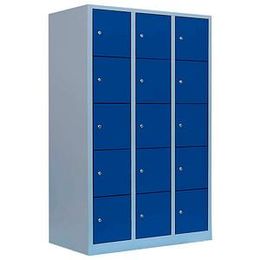 LÜLLMANN LÜLLMANN Schließfachschrank enzianblau, lichtgrau 523931, 15 Schließfächer 118,5 x 50,0 x 190,0 cm