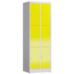 Classix Schließfachschrank lichtgrau, zinkgelb X-520326, 6 Schließfächer 59,0 x 50,0 x 180,0 cm