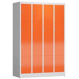 Classix Schließfachschrank feuerrot, lichtgrau X-520444, 16 Schließfächer 118,5 x 50,0 x 180,0 cm