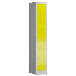 Classix Schließfachschrank lichtgrau, zinkgelb X-520316, 3 Schließfächer 31,0 x 50,0 x 180,0 cm