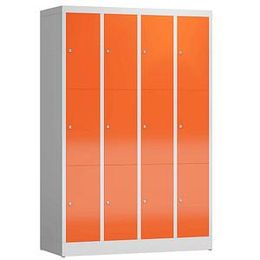 Classix Schließfachschrank feuerrot, lichtgrau X-520344, 12 Schließfächer 118,5 x 50,0 x 180,0 cm