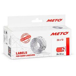 METO Preisetiketten leuchtrot permanent 26,0 x 12,0 mm, 6 Rollen