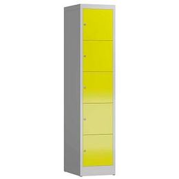 Classix Schließfachschrank lichtgrau, zinkgelb X-523516, 5 Schließfächer 41,5 x 50,0 x 180,0 cm