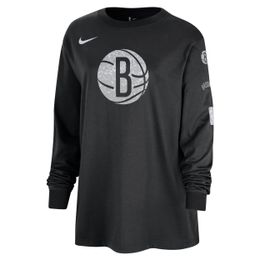 Brooklyn Nets Essential Nike NBA-T-Shirt mit langen Ärmeln für Damen - Schwarz