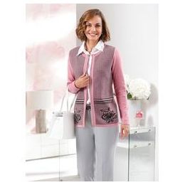 Classic Dog Cardigan CLASSIC Gr. 52, rosa (altrosa-graphit-gemustert) Damen Strickjacken