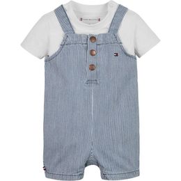 Tommy Hilfiger Shirt & Hose BABY STRIPED DUNGAREE SET (Set, Shirt+Latzhose) Baby bis 2 Jahre, Set Shirt & Latzhose, blau