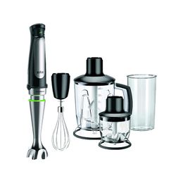 Braun MultiQuick 7 MQ 7045X Stabmixer Premium Schwarz/Edelstahl (1000 Watt, 1.25 Liter (Standmixer), 0.35 (Kompaktzerkleinerer), 0.6 (Mixbecher))