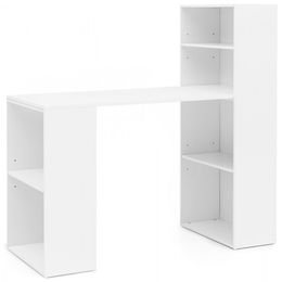 Wohnling Schreibtisch mit Regal 120 x 120 x 53 cm Weiß