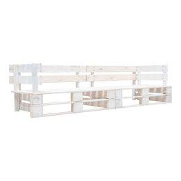 furnicato Gartenbank Garten-Palettensofa 2-Sitzer Weiß Holz