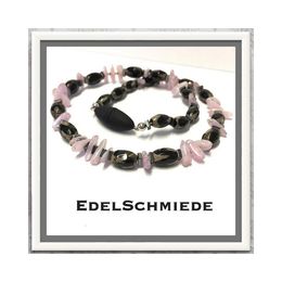 Edelschmiede925 Kette ohne Anhänger Edelschmiede925 Collier mit Achat + Kunzit mit Magnetschließe 46cm