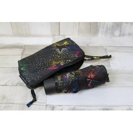 Esprit Taschenregenschirm Taschenschirm schwarz bunte Glitzersternchen