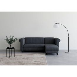 Dorel Home Ecksofa Felix II, L-Form, Schlafsofa 241cm (Liegefl. 108/195 cm), verstellb. Rückenlehne, Recamiere wechselbar, Cord, grau