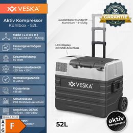 VESKA Kompressor Kühlbox elektrisch, Gefriertruhe mit APP-Steuerung - 52l anthrazit