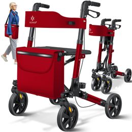 Kesser&reg; Leichtgewicht Rollator faltbar mit Sitz, Griff, Tasche, schmal f&uuml;r Senioren Wohnung, Klappbar, H&ouml;henverstellbar, Reflektoren All Gel&auml;nde Reifen Indoor-& Outdoor, Gehhilfe, Laufhilfe