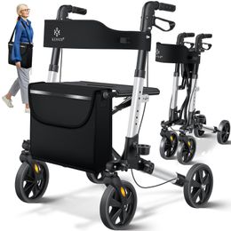 Kesser&reg; Leichtgewicht Rollator faltbar mit Sitz, Griff, Tasche, schmal f&uuml;r Senioren Wohnung, Klappbar, H&ouml;henverstellbar, Reflektoren All Gel&auml;nde Reifen Indoor-& Outdoor, Gehhilfe, Laufhilfe