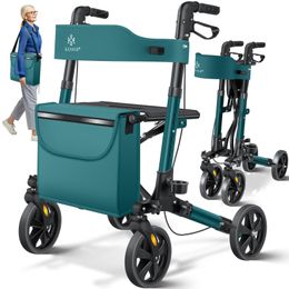 Kesser&reg; Leichtgewicht Rollator faltbar mit Sitz, Griff, Tasche, schmal f&uuml;r Senioren Wohnung, Klappbar, H&ouml;henverstellbar, Reflektoren All Gel&auml;nde Reifen Indoor-& Outdoor, Gehhilfe, Laufhilfe