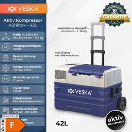 VESKA Kompressor K&uuml;hlbox elektrisch, Gefriertruhe mit APP-Steuerung - 42l blau