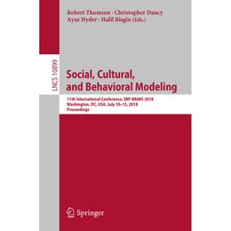 Springer International Publishing Social, Cultural, and Behavioral Modeling, Kartoniert (TB)