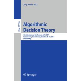 Springer International Publishing Algorithmic Decision Theory, Kartoniert (TB)