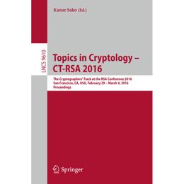 Springer Topics in Cryptology - CT-RSA 2016, Kartoniert (TB)