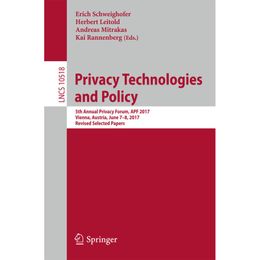 Springer Privacy Technologies and Policy, Kartoniert (TB)