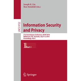 Springer Information Security and Privacy, Kartoniert (TB)